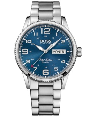 BOSS Hugo Boss Men's Pilot Stainless Steel Bracelet Watch 44mm 1513329 ...