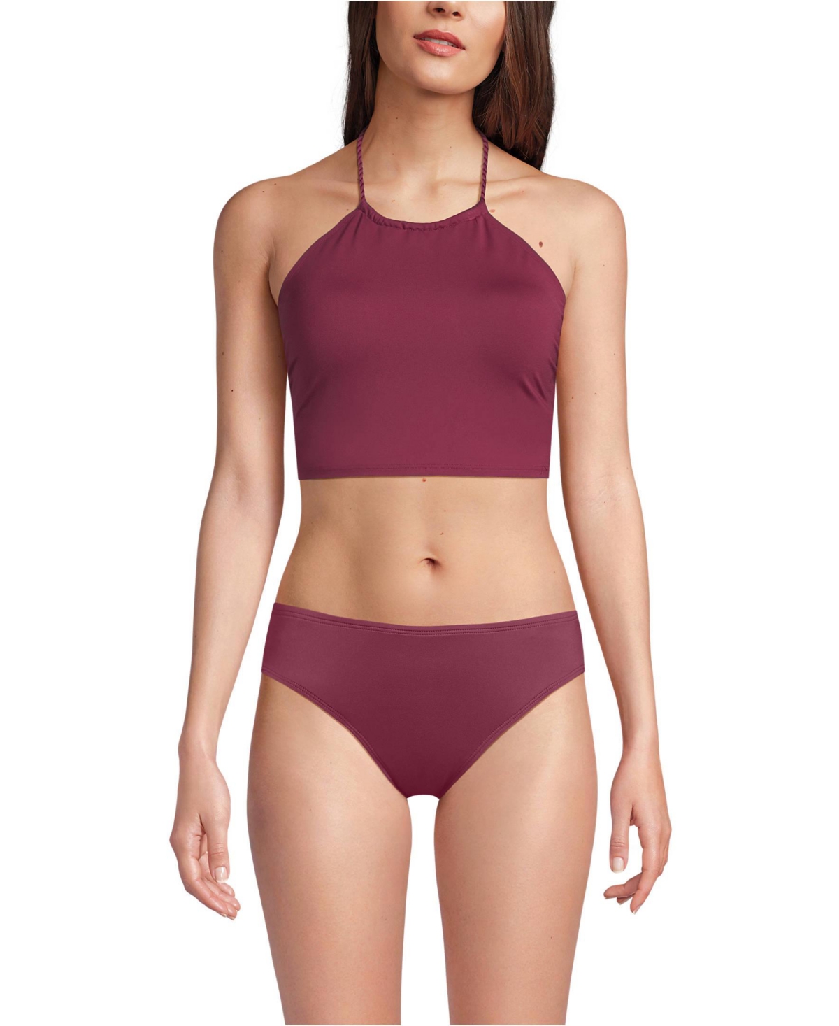 Click here for Lands End Womens High Neck Halter Bikini Top - Bur... prices