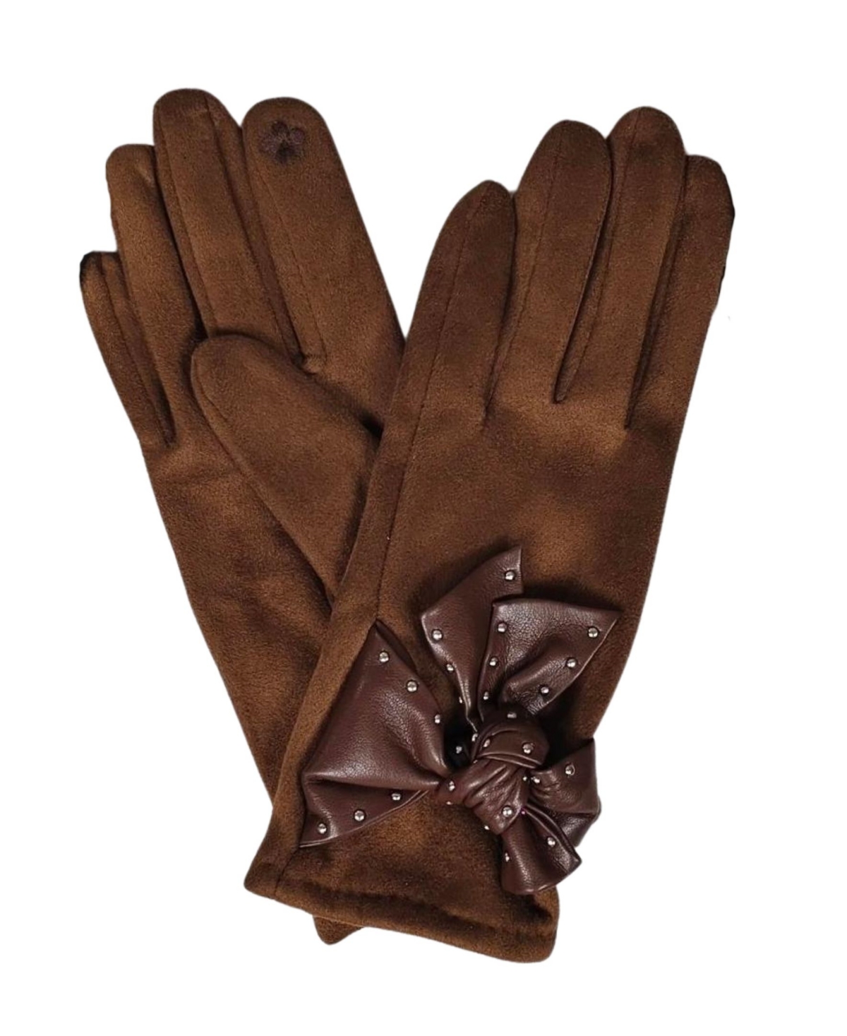 Click here for Marcus Adler Suede Glove with Bow - Brown prices