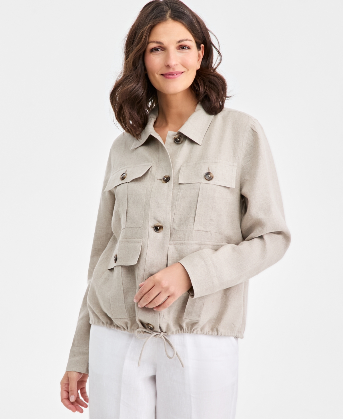 Click here for Charter Club Womens 100 Linen Woven Utility Jacket... prices