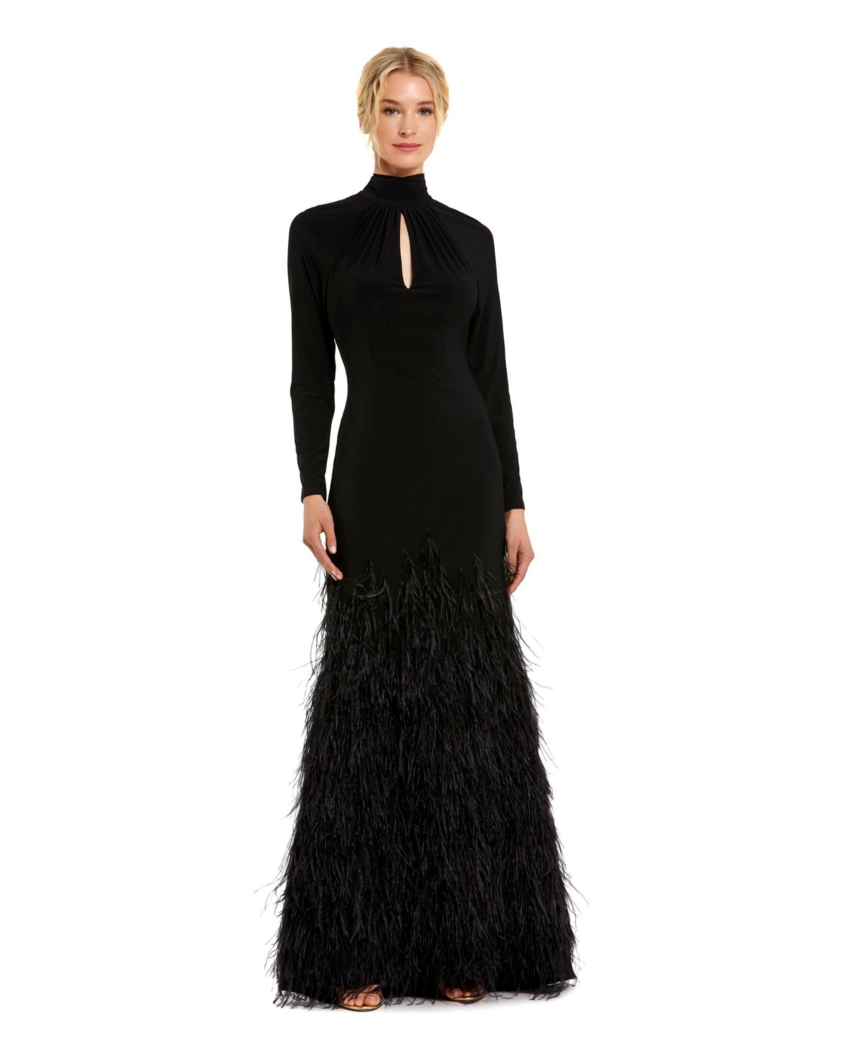 Click here for Mac Duggal Womens Jersey Long Sleeve High Neck Fea... prices