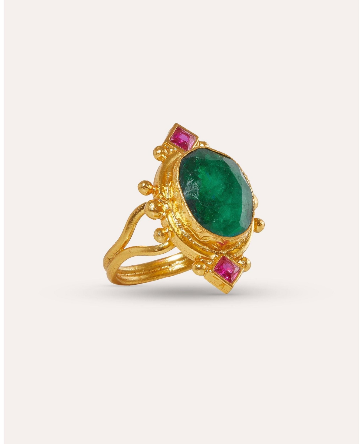 Click here for Ottoman Hands Raina Emerald and Crystal Ring - Gol... prices