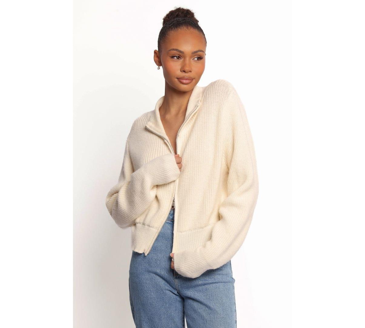 Click here for Petal and Pup Womens Kourtney Zip Cardigan - Cream... prices