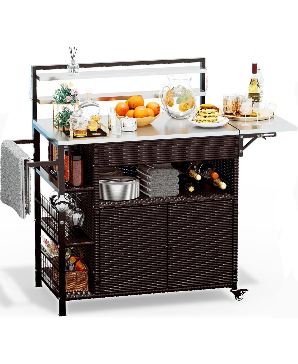 Click here for Aecojoy Upgrade Outdoor Bar Cart with Rattan Stora... prices