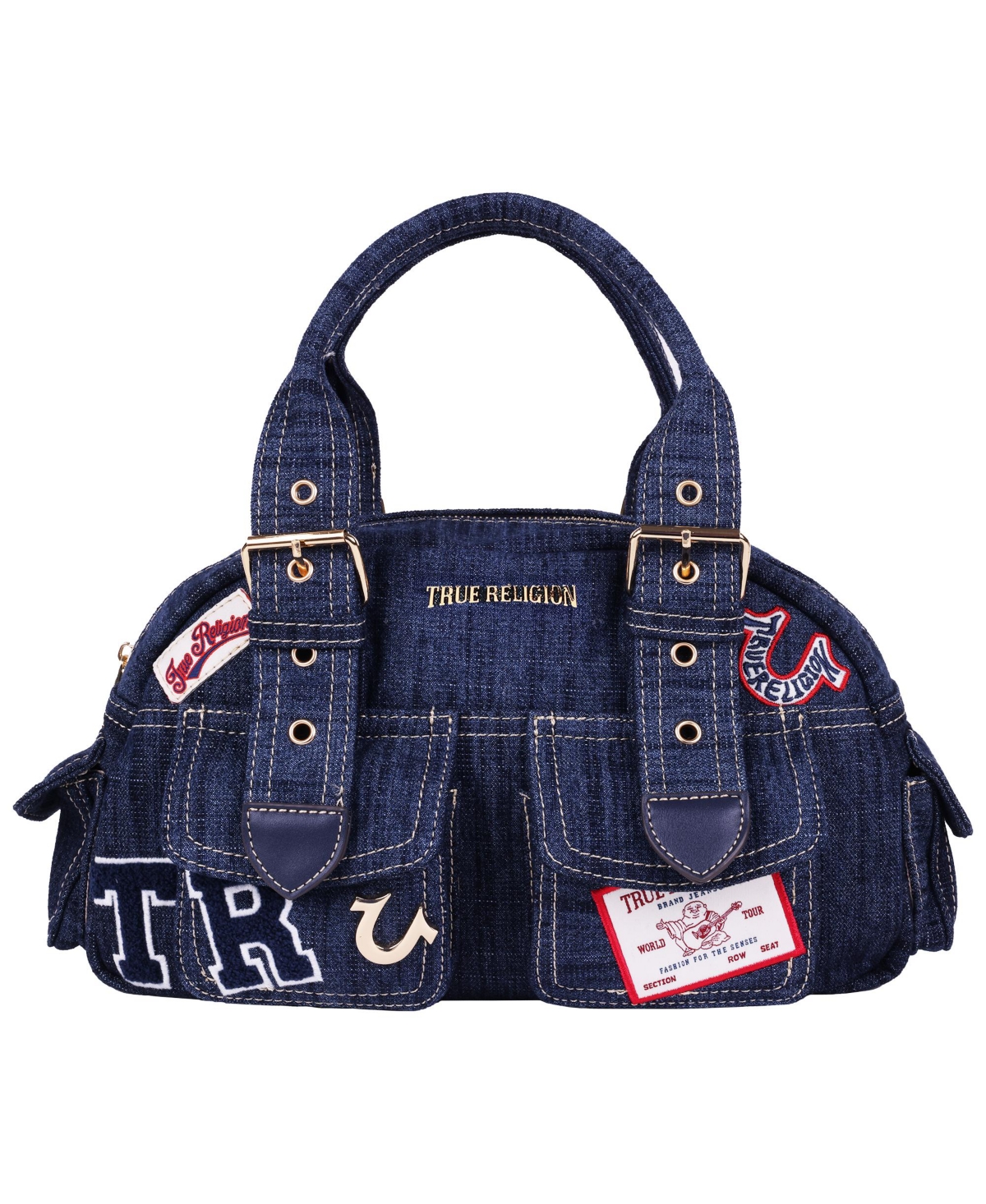Click here for True Religion Multi-Patch Satchel - Dark denim prices