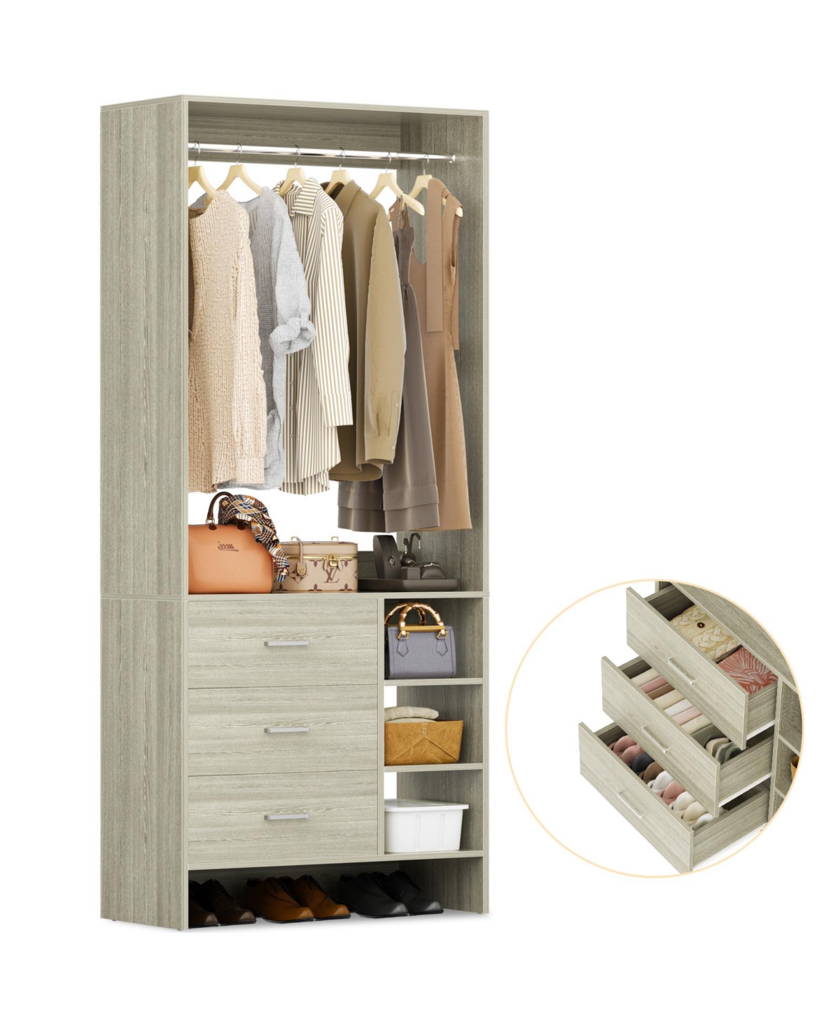 Click here for 30" Freestanding Closet Organizer with Hangin... prices