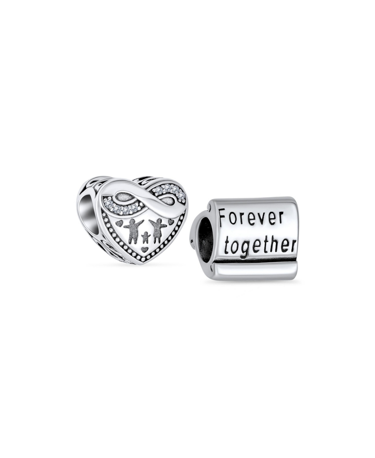 Click here for Bling Jewelry Set of 2 Cz Accent Loving Family Hea... prices