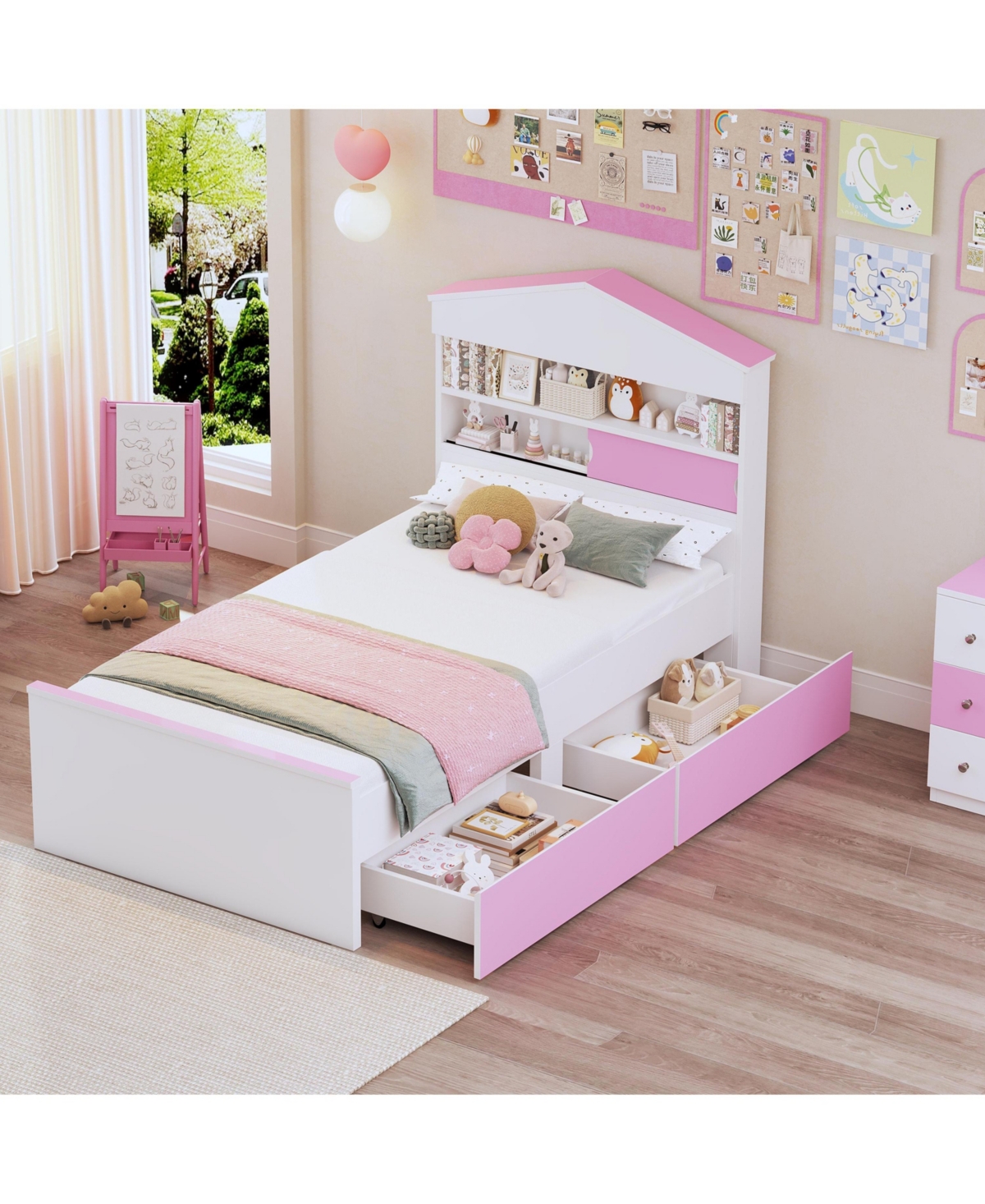 Click here for Twin Size House-Shaped Wooden Bed with Storage She... prices