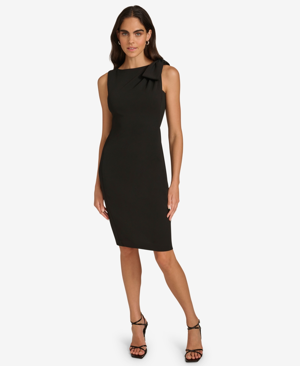 Click here for Calvin Klein Womens Bow Shoulder Sheath Dress - Bl... prices