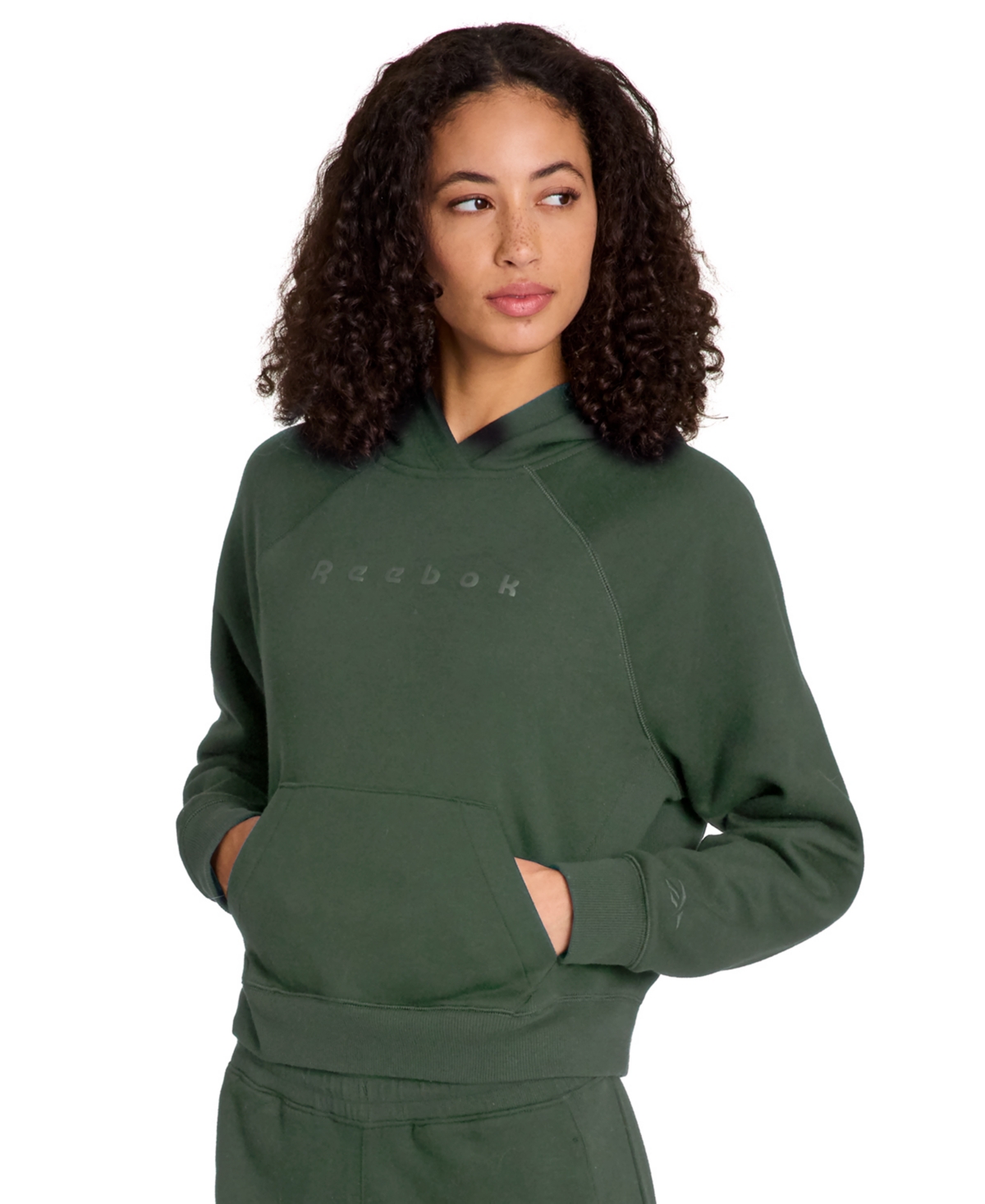 Click here for Reebok Womens Kangaroo Pocket Hoodie - Grit Green prices