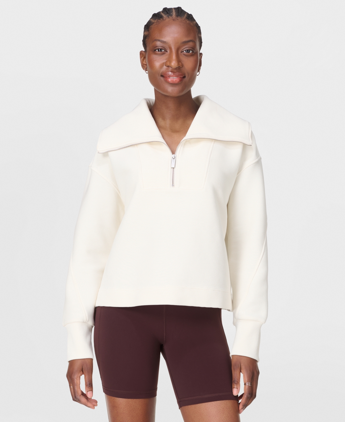 Click here for Sweaty Betty Womens Peaceful Rib Half Zip Cropped... prices