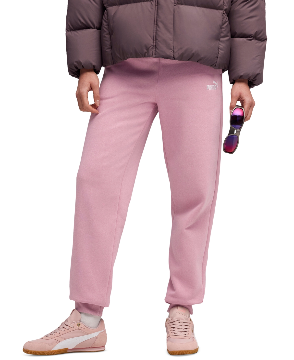 Puma Womens Mid Rise Cuffed Jogger Sweatpants  Medium  Pink