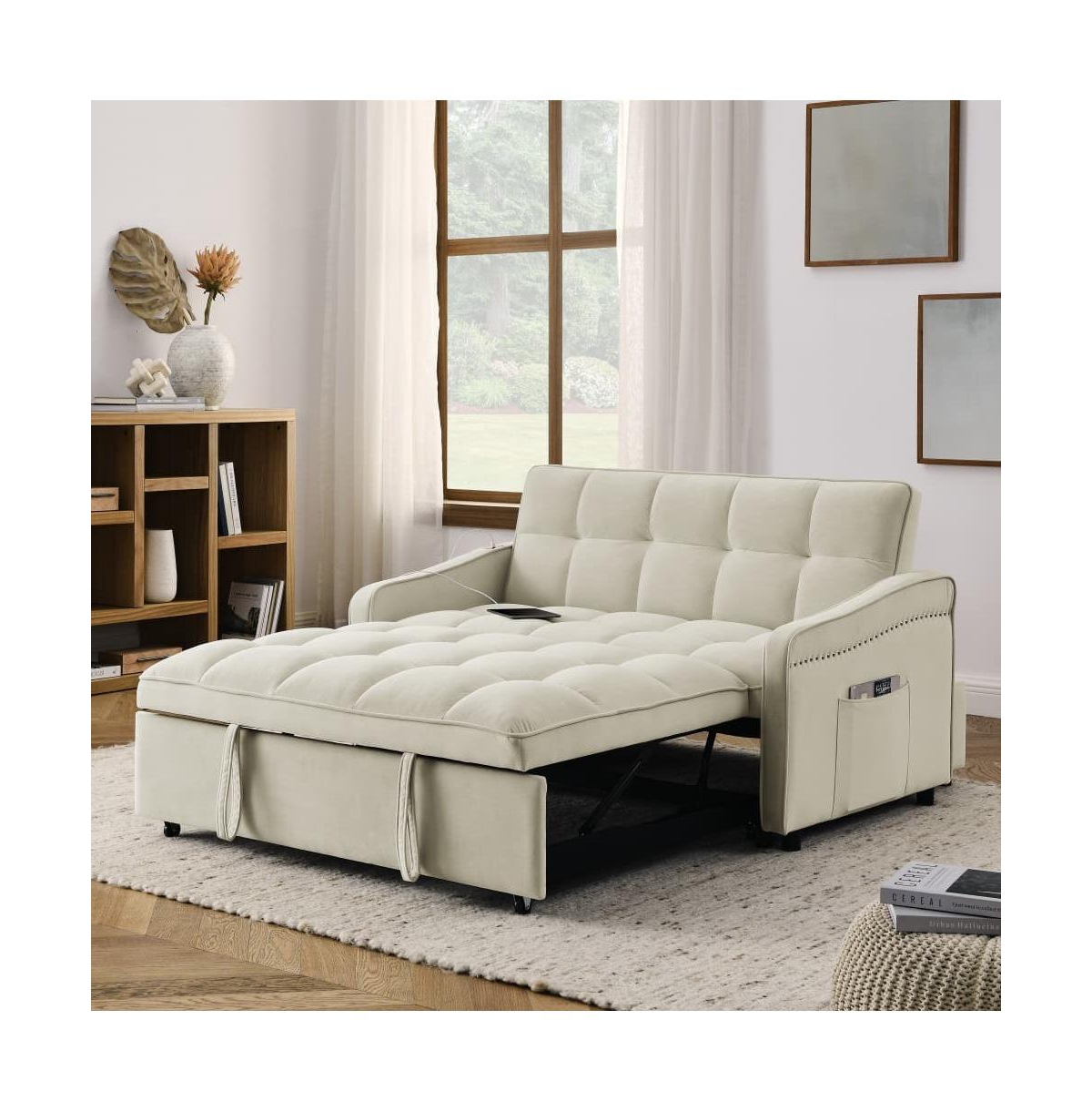 Click here for Velvet Loveseat Sleeper Sofa Bed with Usb & Type-c... prices