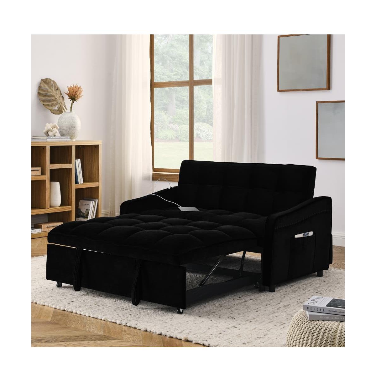 Click here for Velvet Loveseat Sleeper Sofa Bed with Usb & Type-c... prices