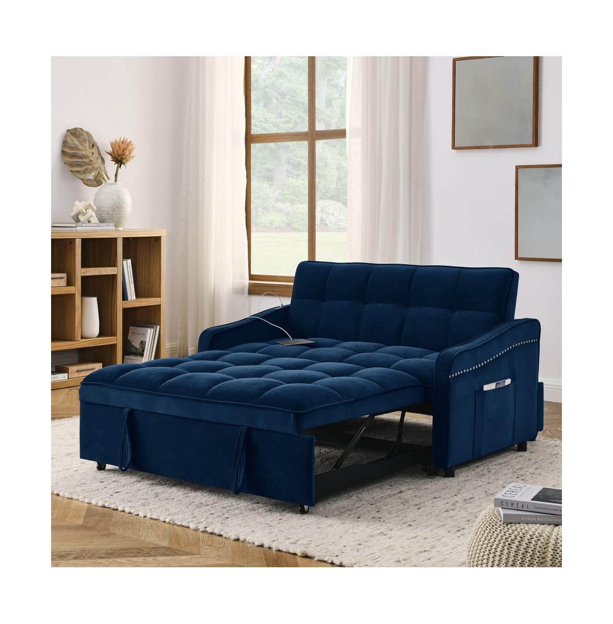 Click here for Velvet Loveseat Sleeper Sofa Bed with Usb & Type-c... prices