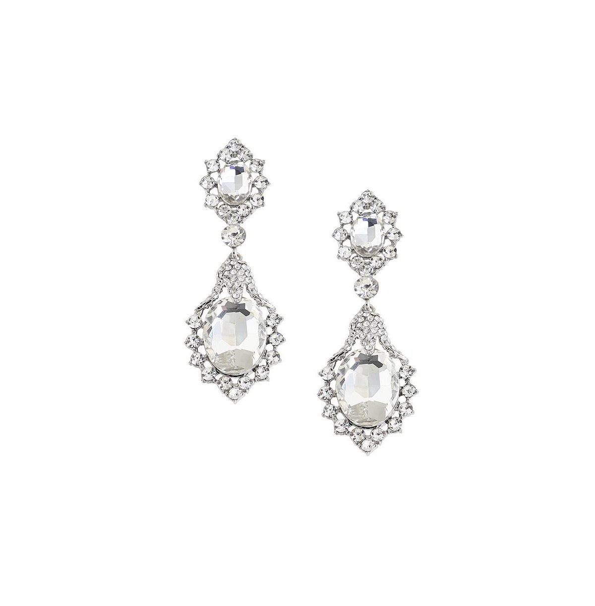 Click here for Sohi Womens Silver Embellished Drop Earrings - Sil... prices