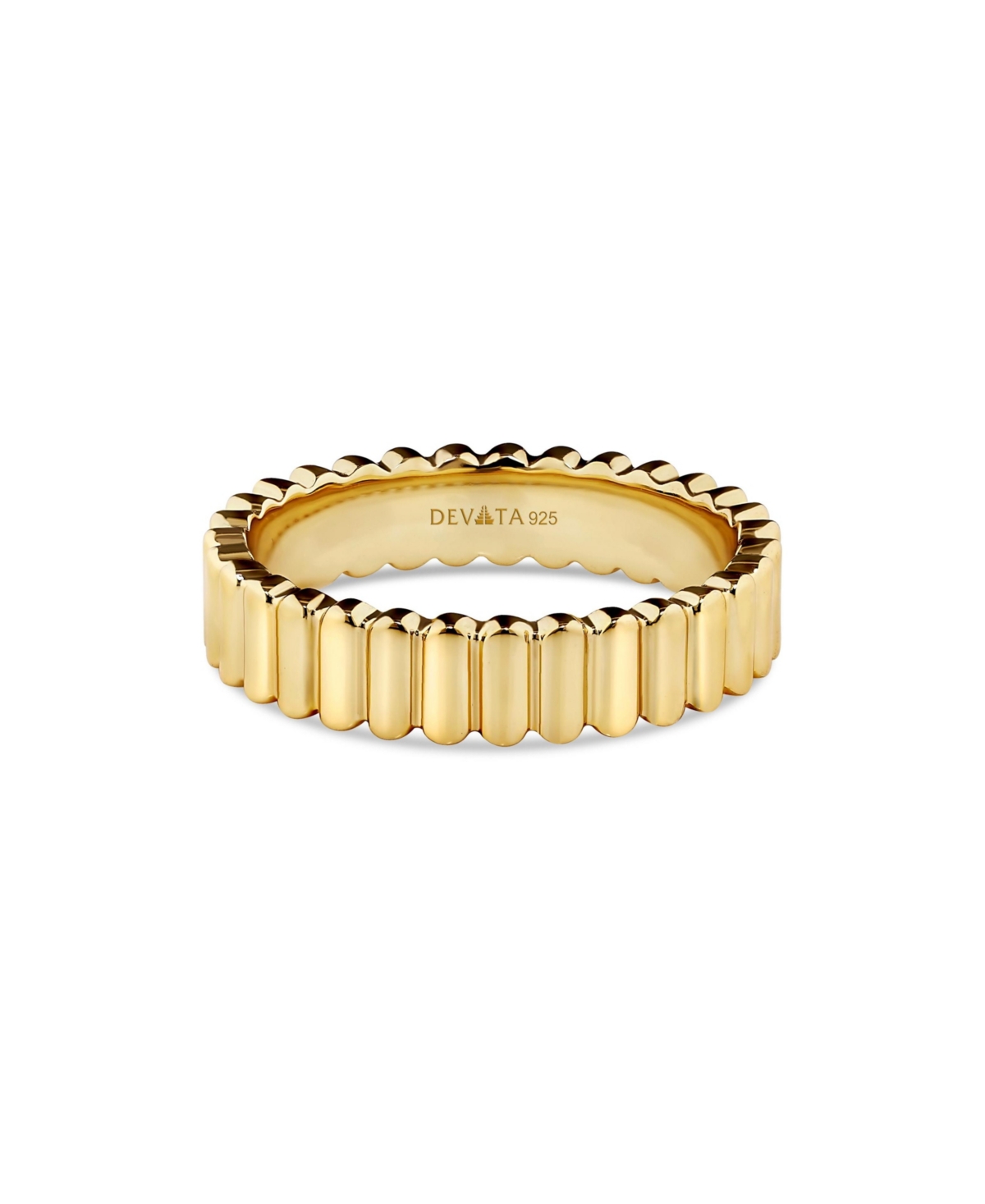 Click here for Devata Ribbed Band Ring in Gold Plated Sterling Si... prices
