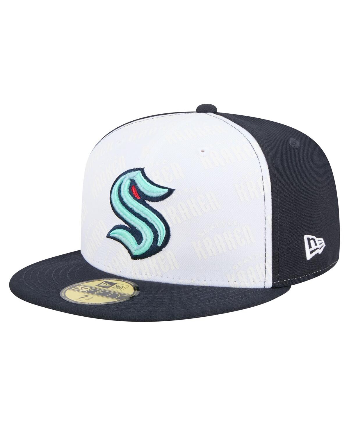 Click here for New Era Mens White/Deep Sea Blue Seattle Kraken Re... prices