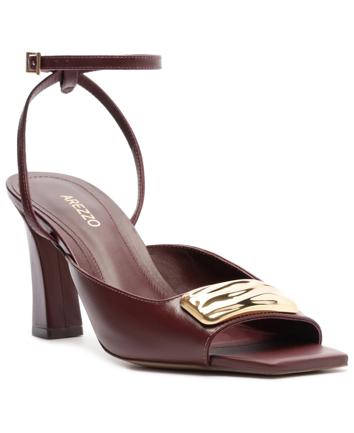 Click here for Arezzo Womens Greer Gold Elegance Block Heel Sanda... prices