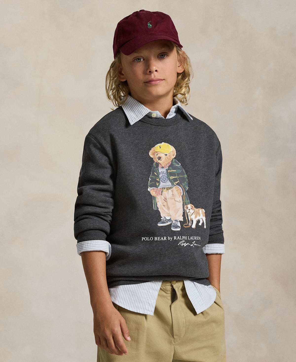 Click here for Polo Ralph Lauren Big Boys Polo Bear Heathered Fle... prices