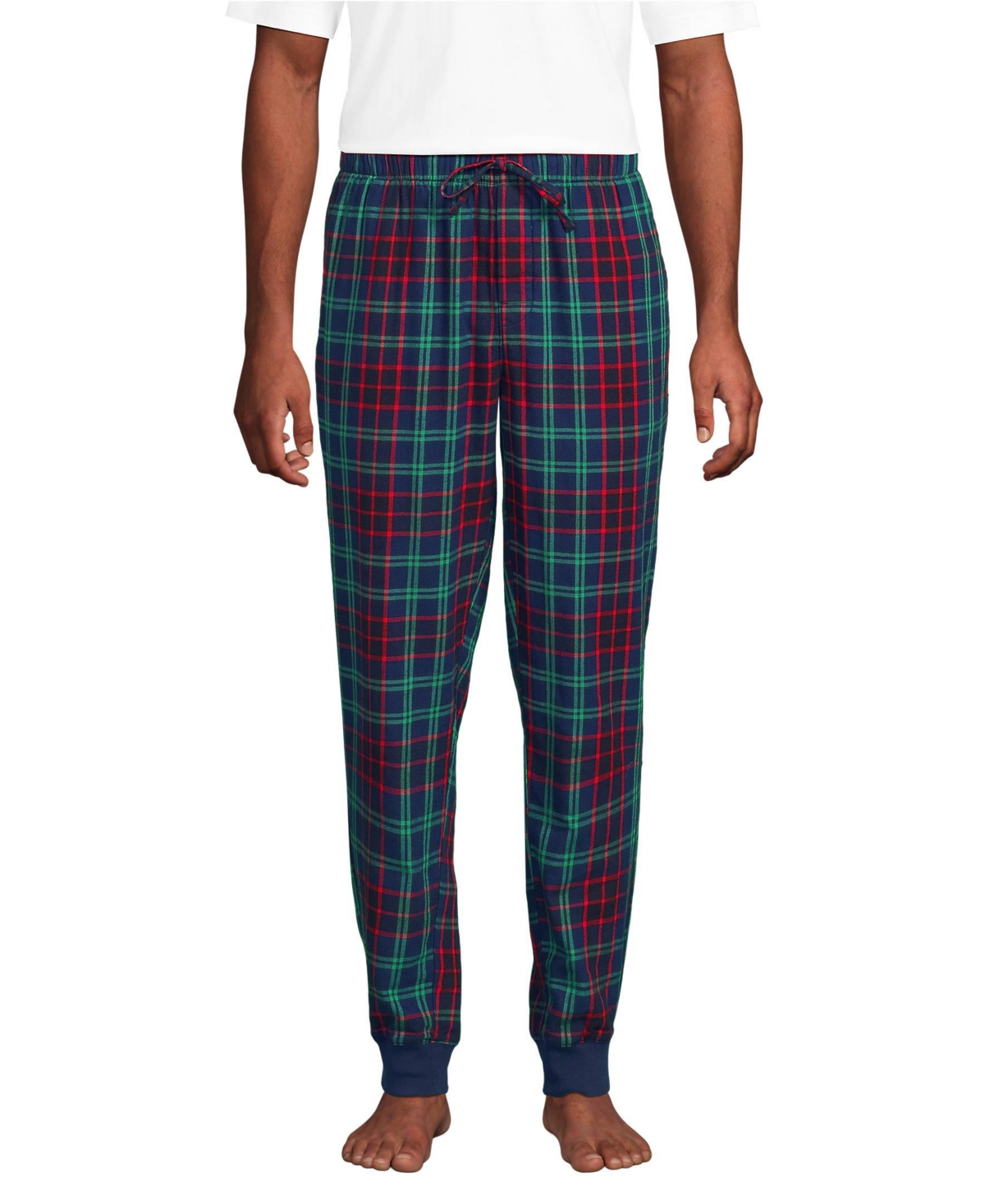 Click here for Lands End Mens Flannel Jogger Pajama Pants - Navy... prices