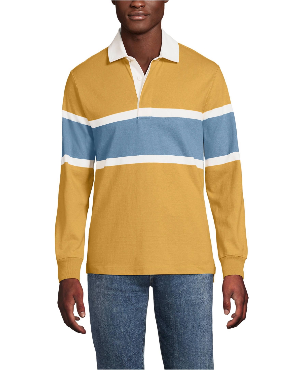 Click here for Lands End Mens Long Sleeve Stripe Rugby Shirt - Di... prices