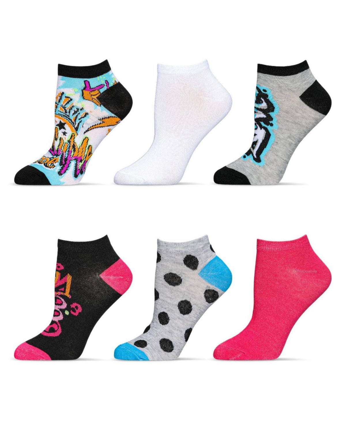 Click here for MeMoi Womens 6 Pair Pack Graffiti Style Low Cut So... prices