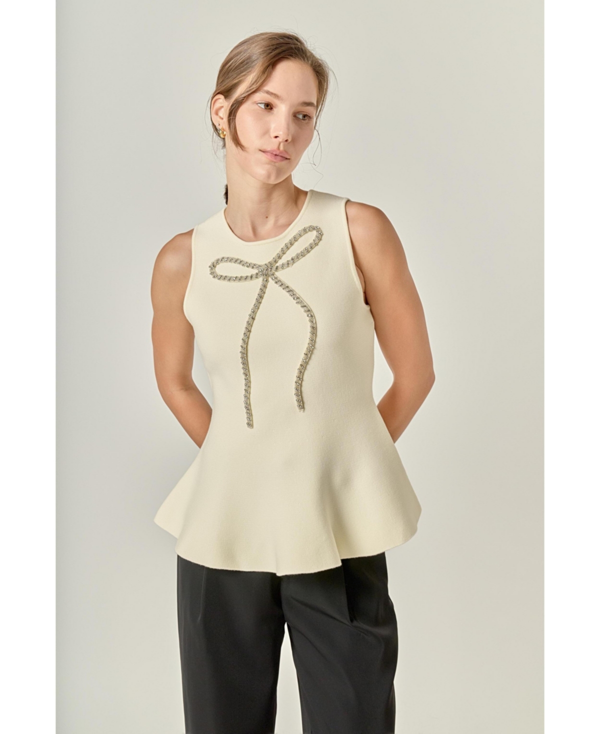 Click here for English Factory Womens Peplum Bow Embelisshed Top... prices