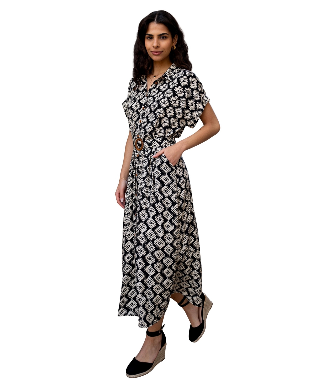 Click here for Yumi Womens Midi Shirt Dress With Matching Belt -... prices