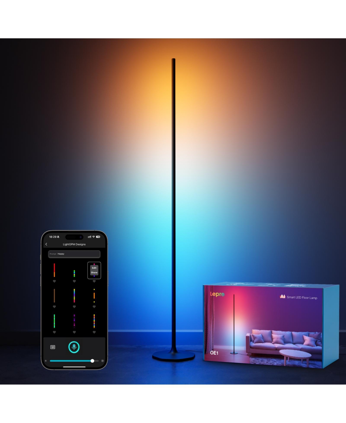 Click here for Lepro OE1 55 in. Smart Rgbww Black Standard Floor... prices