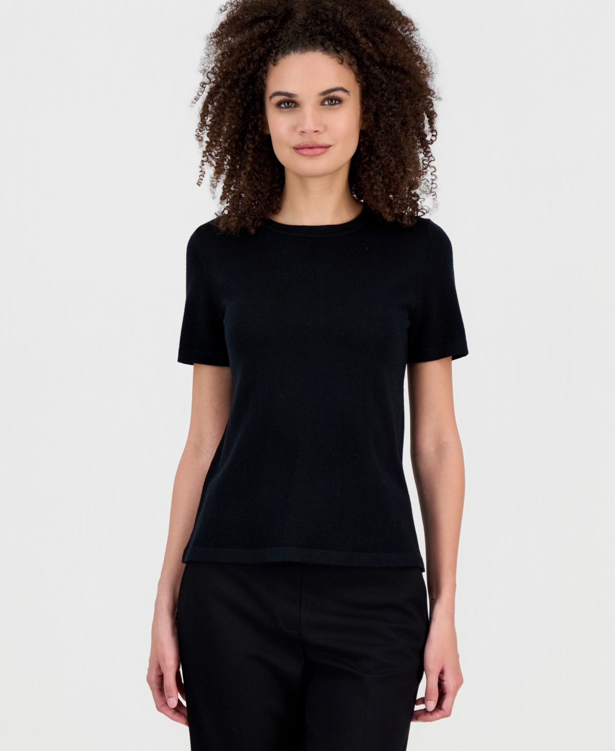 Click here for Anne Klein Womens Merino Wool Short-Sleeve Sweater... prices