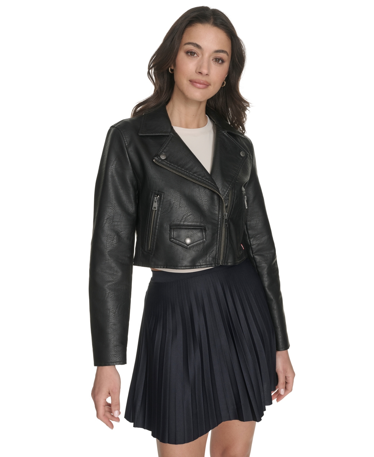 Click here for Levis Womens Regular Cropped Faux Leather Moto Jac... prices