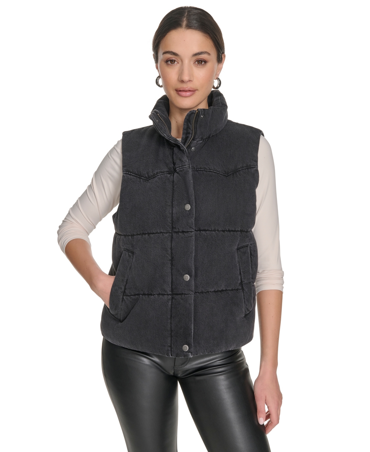 Click here for Levis Womens Regular Western Stand Collar Puffer V... prices