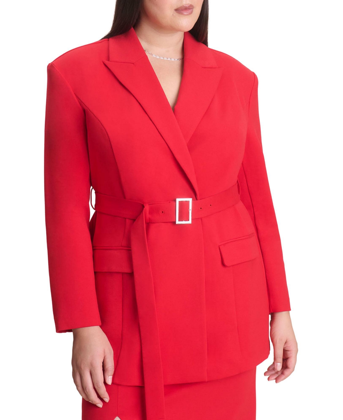 Click here for Eloquii Womens Belted Ponte Blazer - Barbados cher... prices