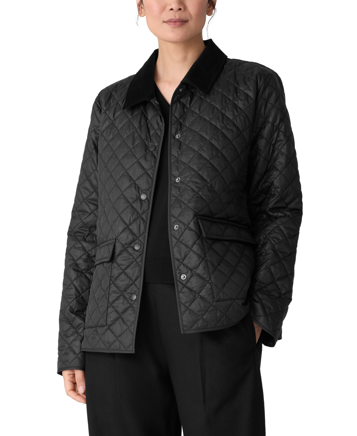 Click here for Eileen Fisher Womens Classic Collar Quilted Jacket... prices