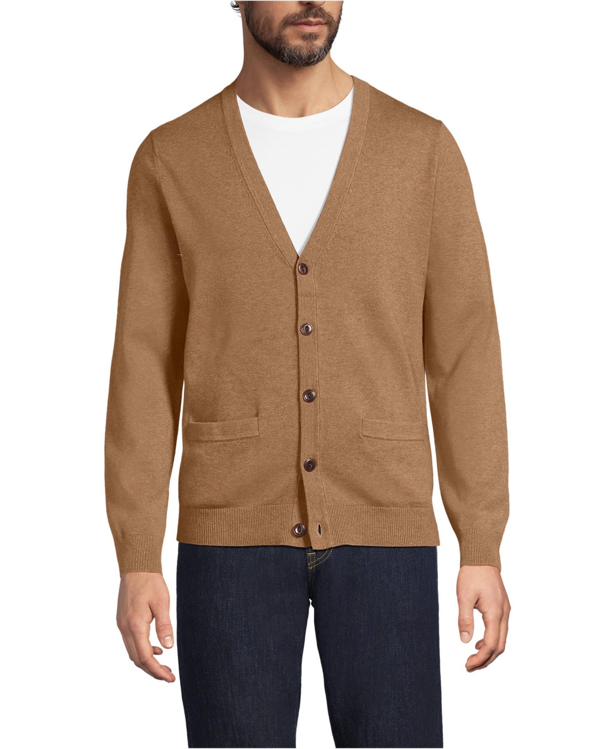 Click here for Lands End Mens Fine Gauge Cotton Cardigan - Soft c... prices