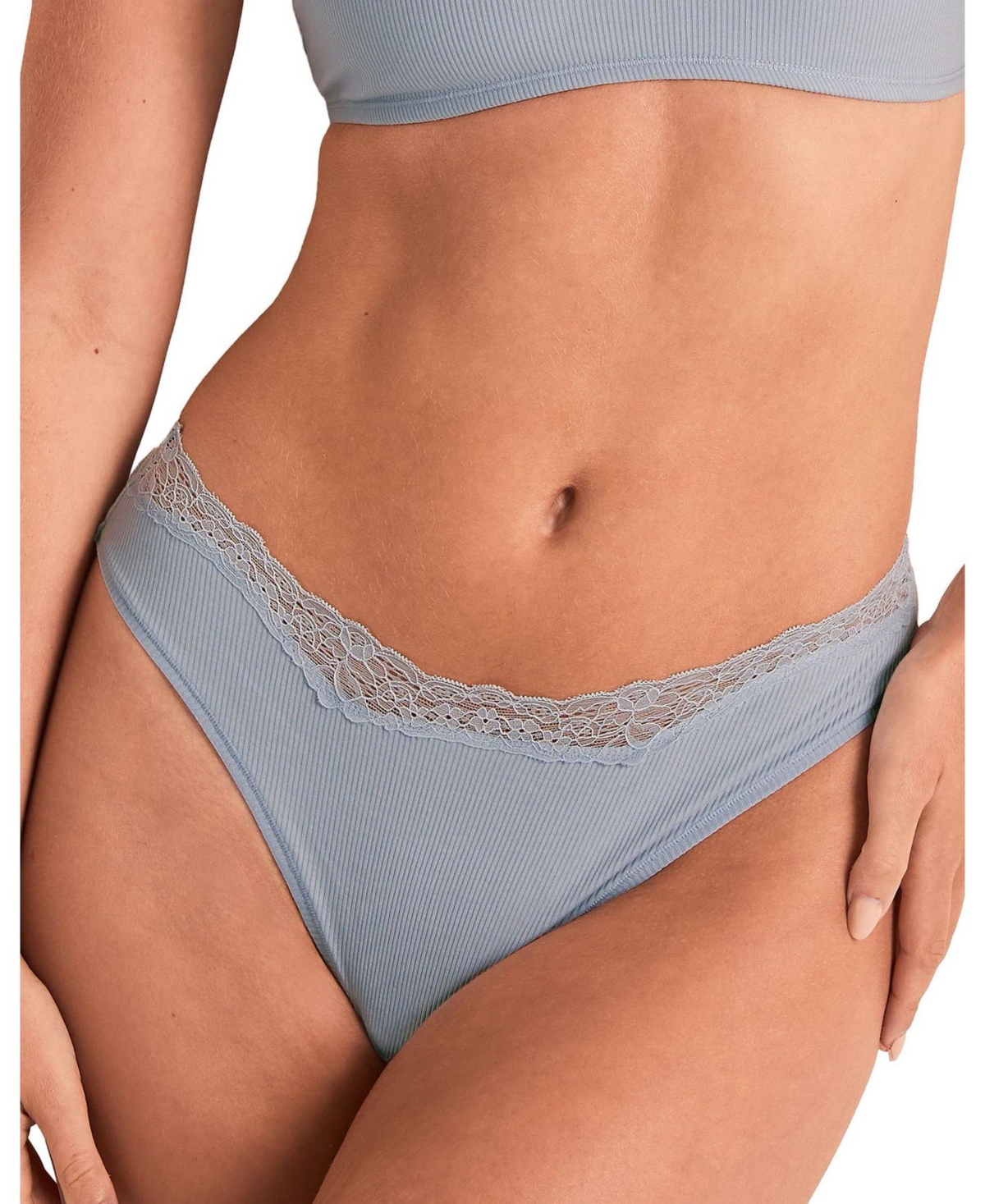 Click here for Adore Me Womens Rib Brazilian Panty - Light blue prices