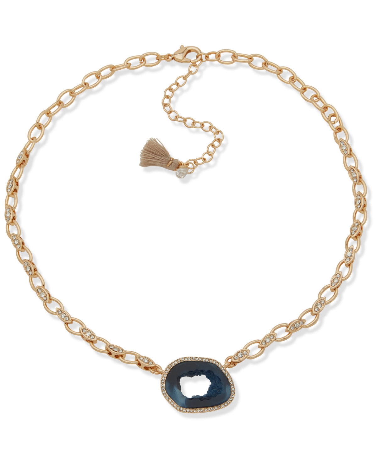 Click here for lonna & lilly Gold-Tone Blue Stone Link Pendant Ne... prices