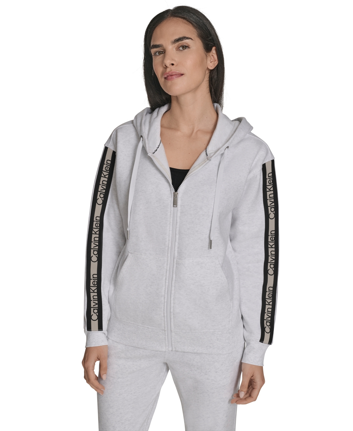 Click here for Calvin Klein Womens Fleece Logo Tape Hoodie Jacket... prices