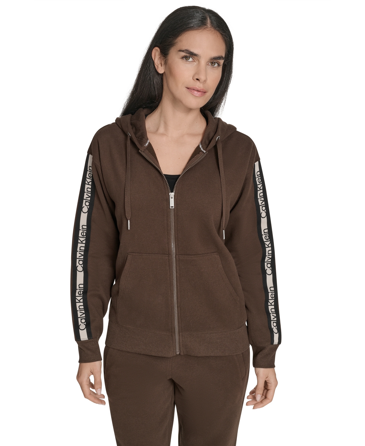 Click here for Calvin Klein Womens Fleece Logo Tape Hoodie Jacket... prices