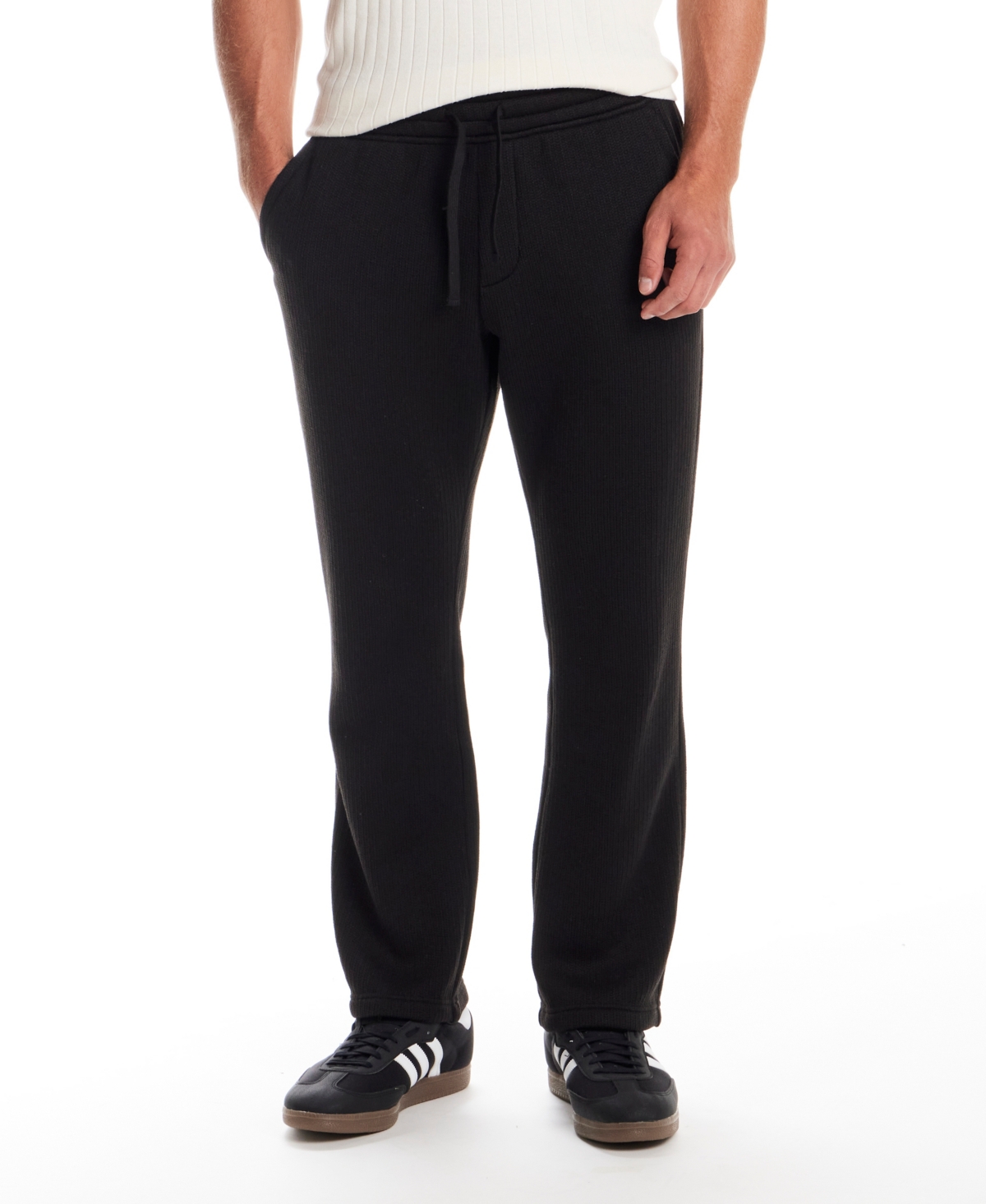Click here for Vintage & Black Mens Ribbed Drawstring Pants - Bla... prices