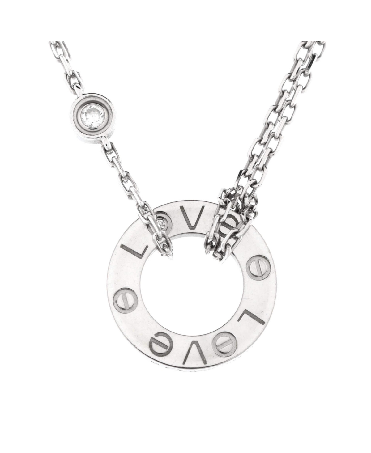 Click here for Pre-Owned Cartier 2 Diamonds Love Pendant Necklace... prices