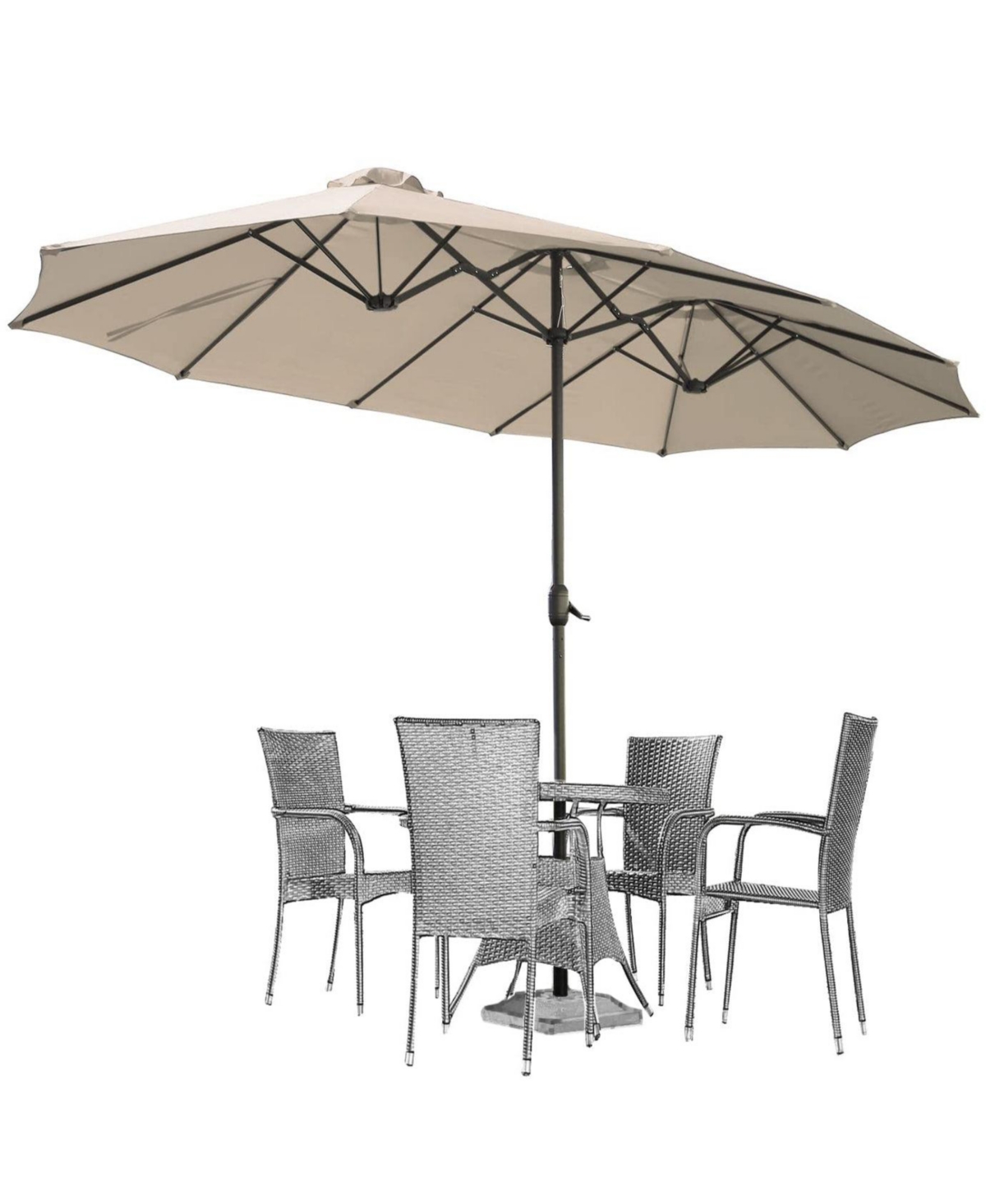 Click here for Aecojoy 15x9ft Double-Sided Patio Umbrella - Beige... prices