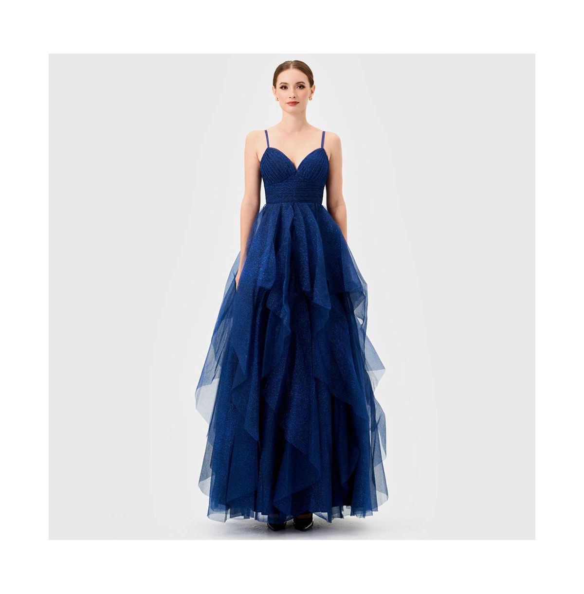 Click here for Bariano Womens Solenne Tiered Ball Gown - Navy prices