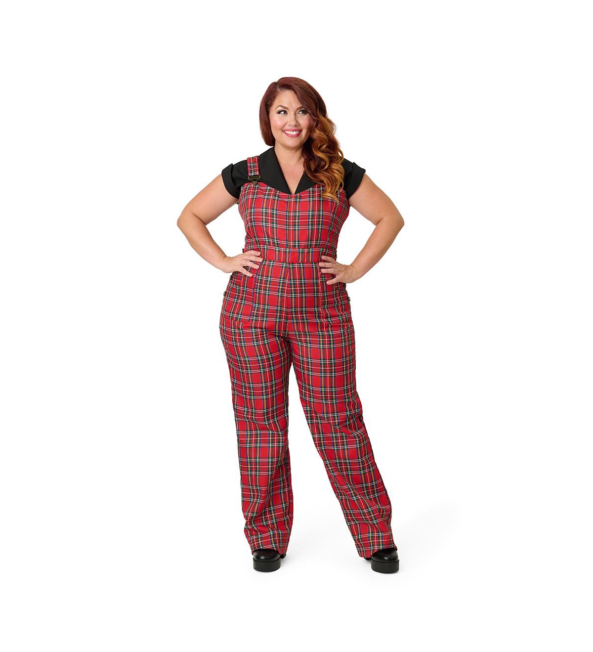 Click here for Unique Vintage Plus Size Wide Leg Overalls - Red prices