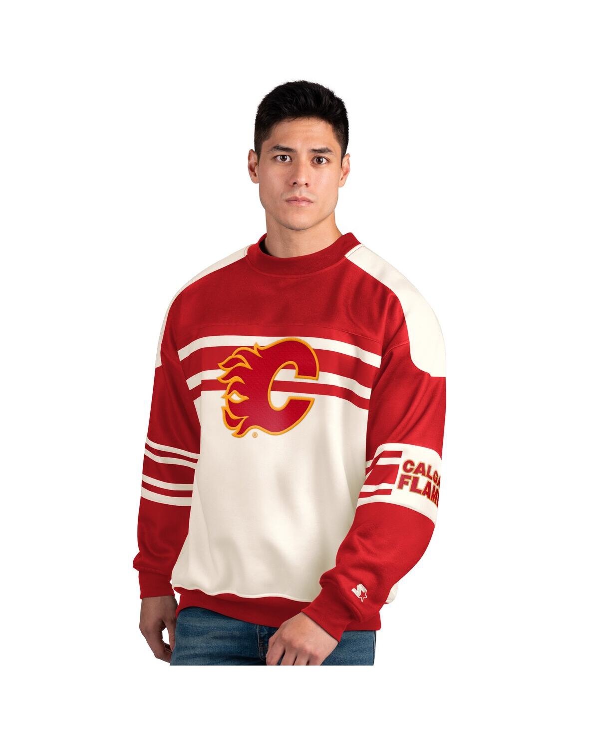 Click here for Starter MensÂ Cream/Red Calgary Flames Defense Fle... prices