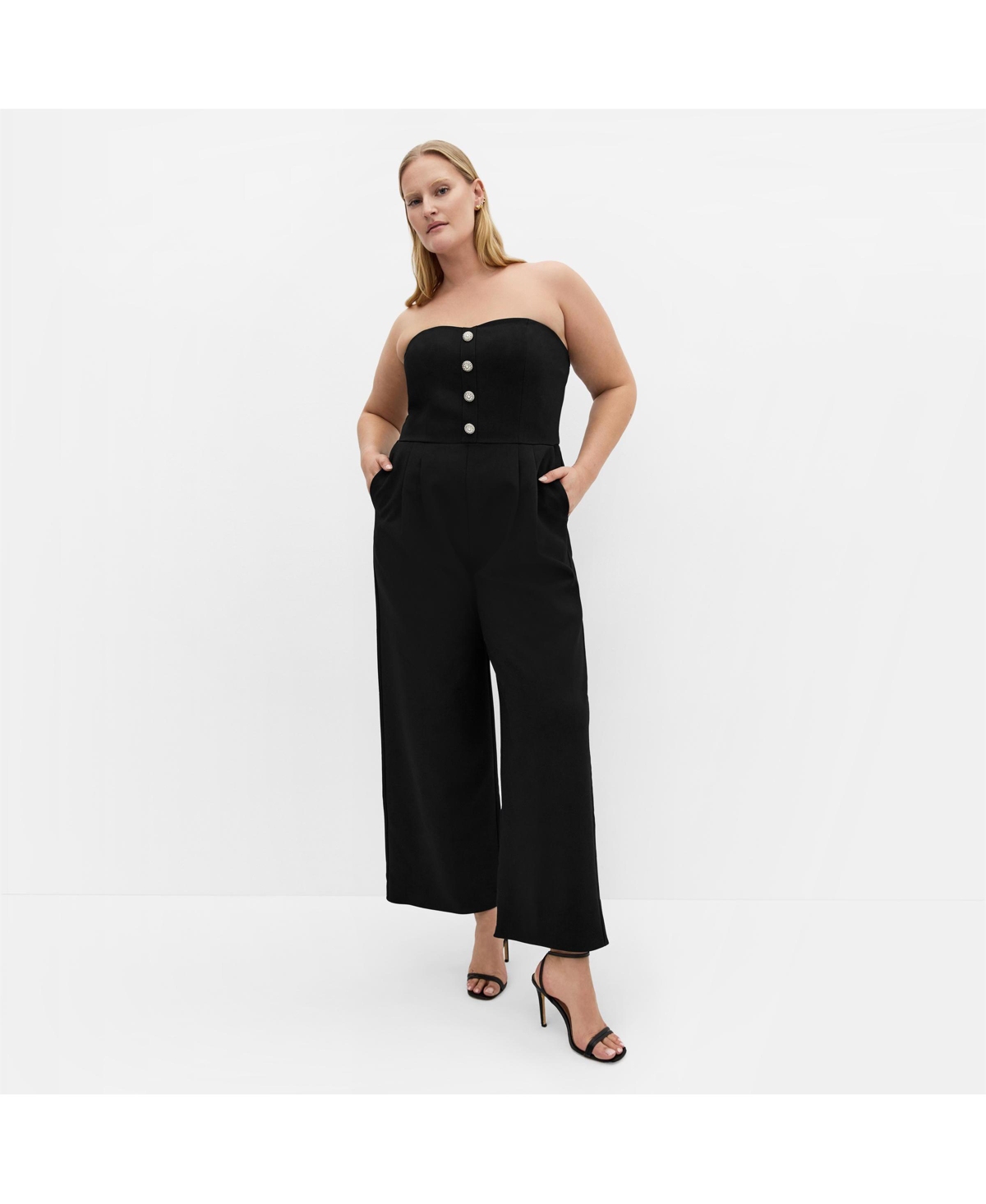 Click here for City Chic Womens Alexi Strapless Jumpsuit - Black prices