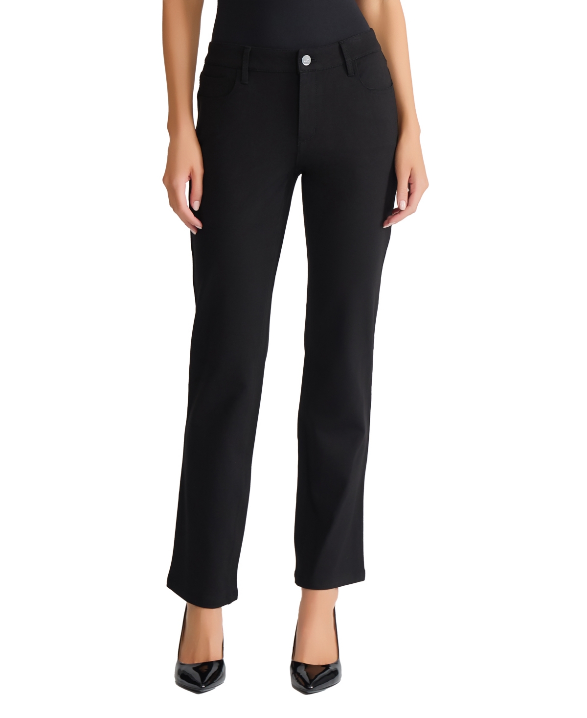Jones New York Womens Lexington Mid Rise Straight Leg Denim Jeans - Onyx Wash