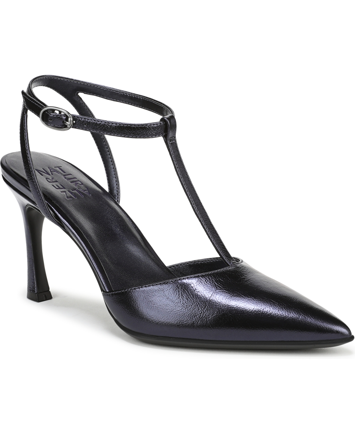 Naturalizer Womens Astrid T-Strap Pointed Toe Dress Pumps - Navy Leather