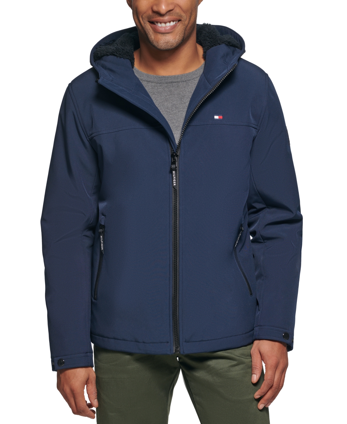 Click here for Tommy Hilfiger Mens Softshell Hooded Jacket - Midn... prices